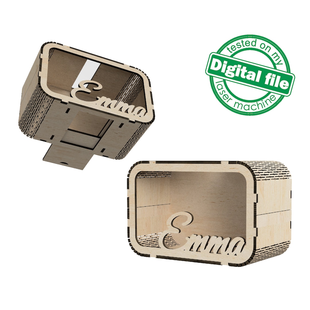 DXF, SVG Files for Laser Personalized Baby Piggy Bank, Wood Gift for ...