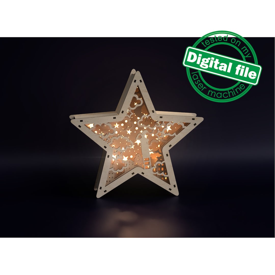 DXF, SVG Files for Laser, DIY Marquee Star Light, Lightbox Romantic in ...