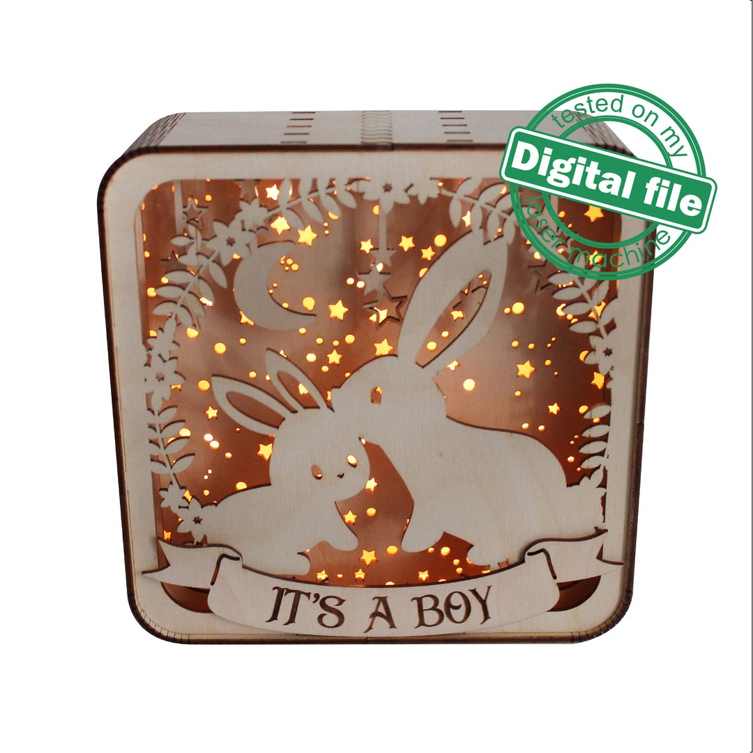 DXF, SVG Files for Laser Light Box Mummy & Baby Bunny, Baby Shower ...