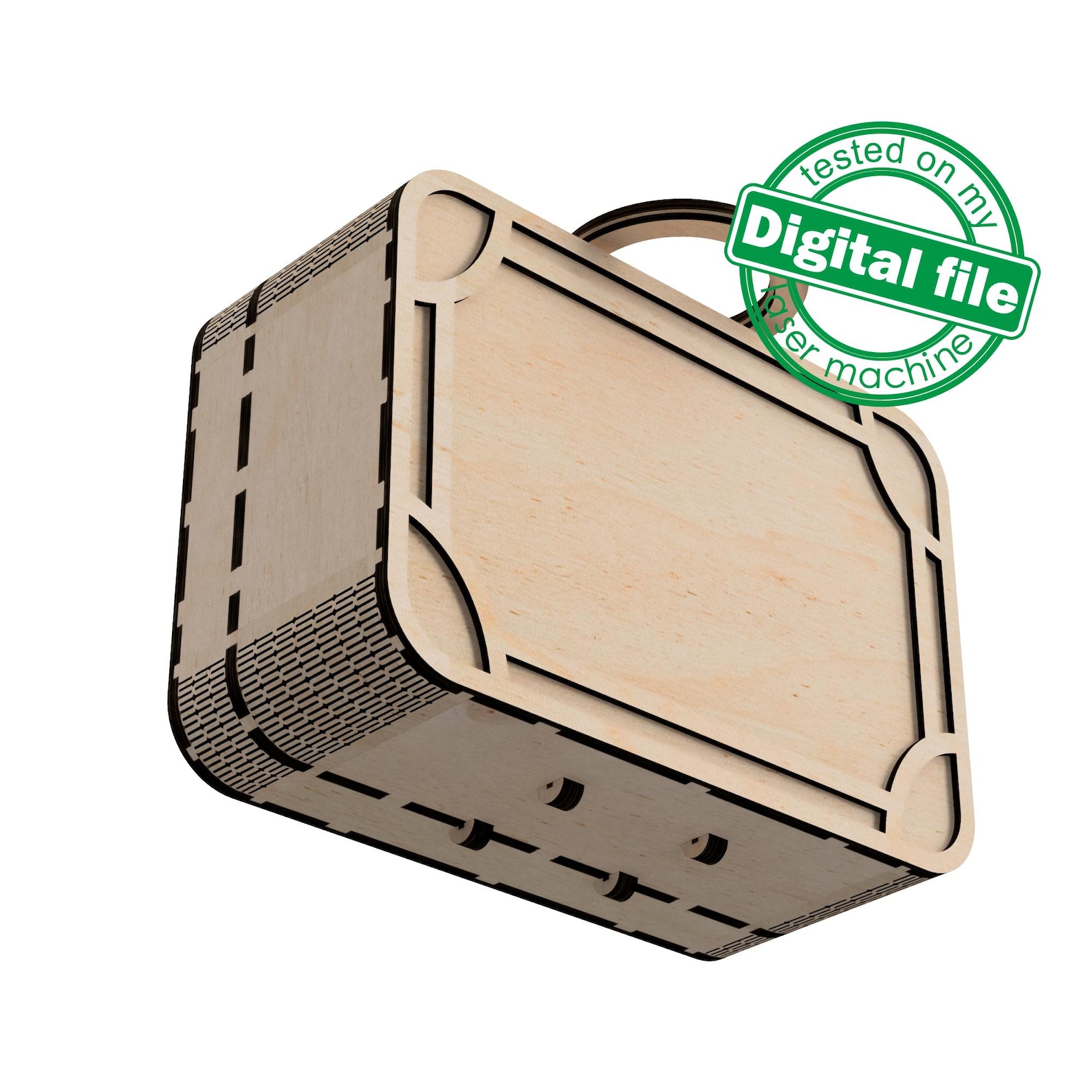 Laser Cut Wooden Suitcase Box Template: Rotating Lock Design (digital ...