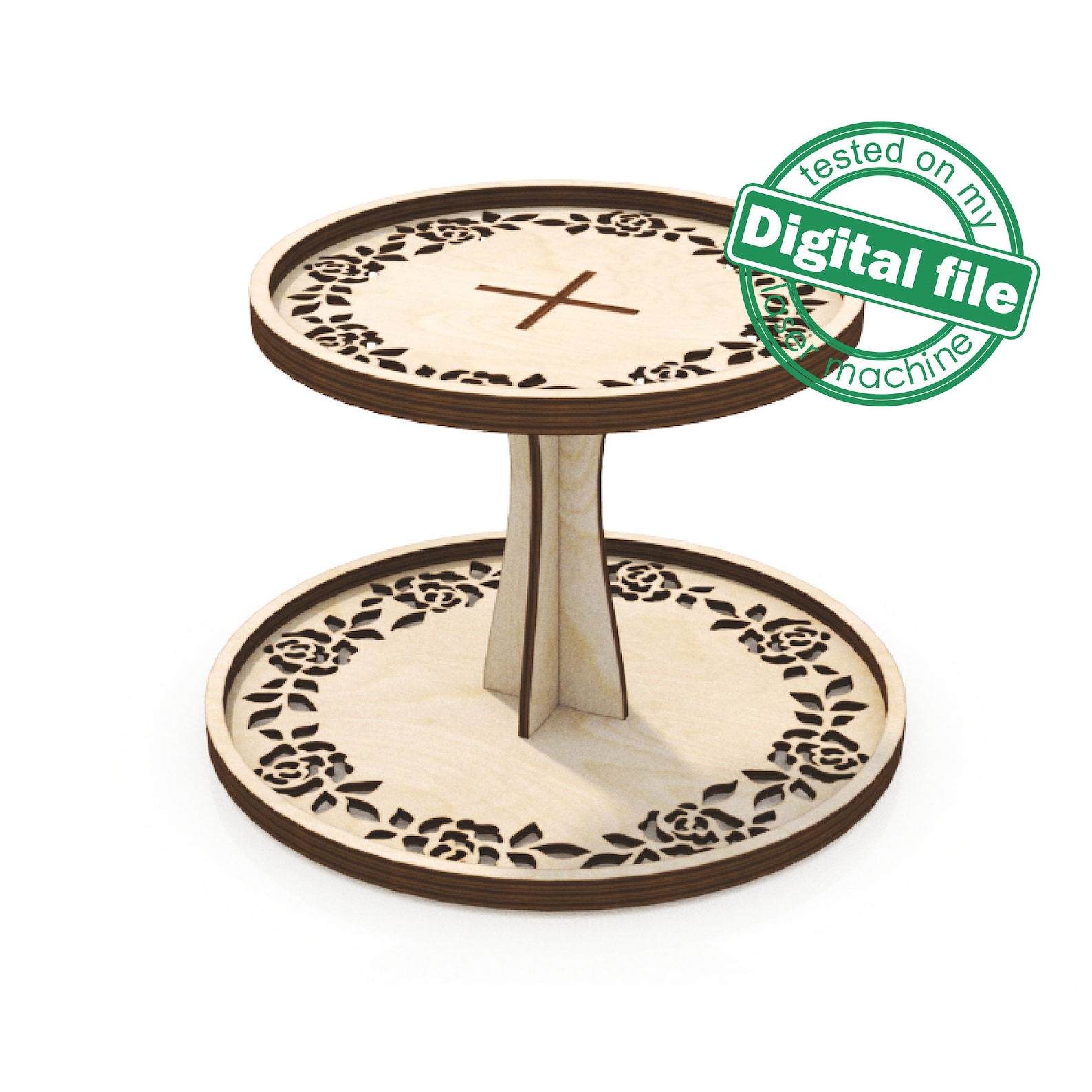 SVG DXF Laser Cut Files Two Tiered Trays With Roses Lace - Etsy