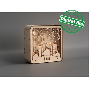 DIY Islamic Lightbox, Ramadan Shadow Box, Two Different Sizes DXF, SVG ...