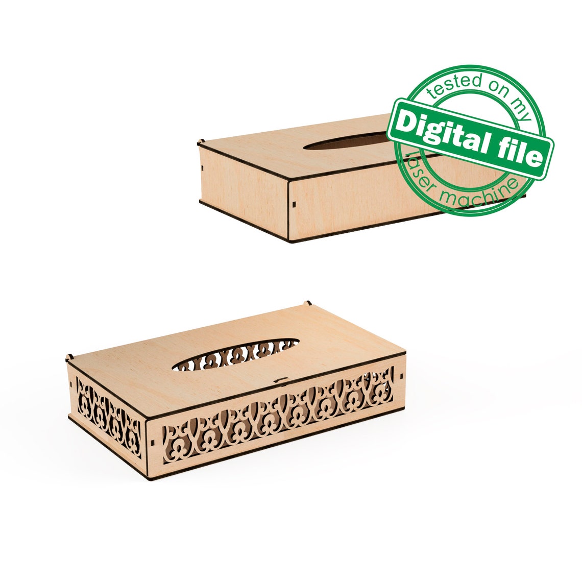 DXF SVG Files for Laser Tissue Box Lace Ribbon Mather's | Etsy