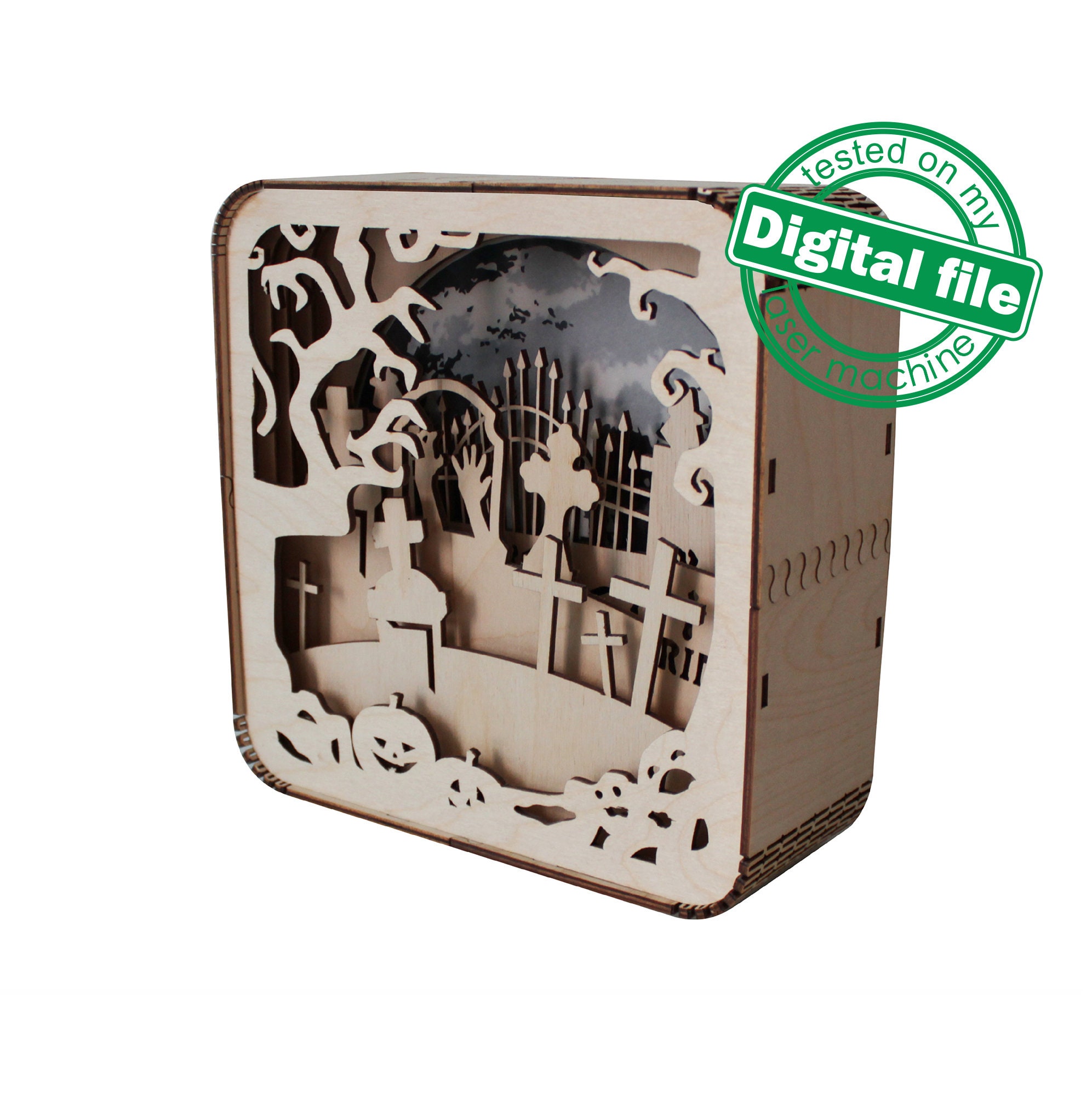DXF SVG Files for Laser Halloween Light Box Night on - Etsy
