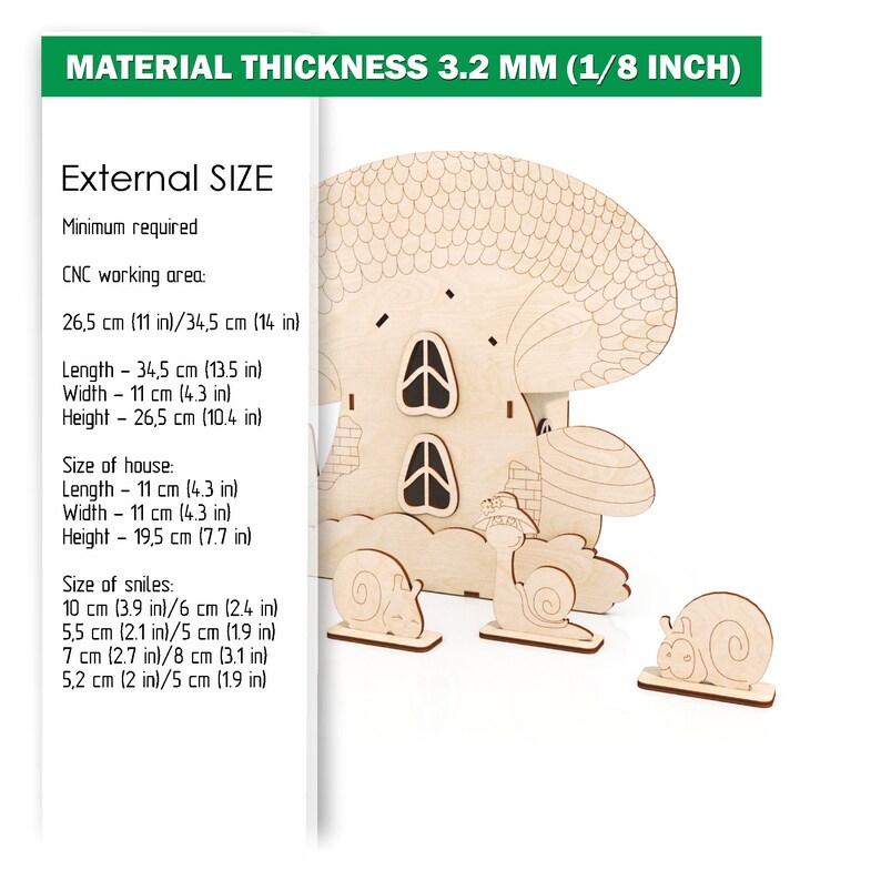 DXF, SVG Files for Laser Mushroom and Snails Toy House, Nursery Decor ...