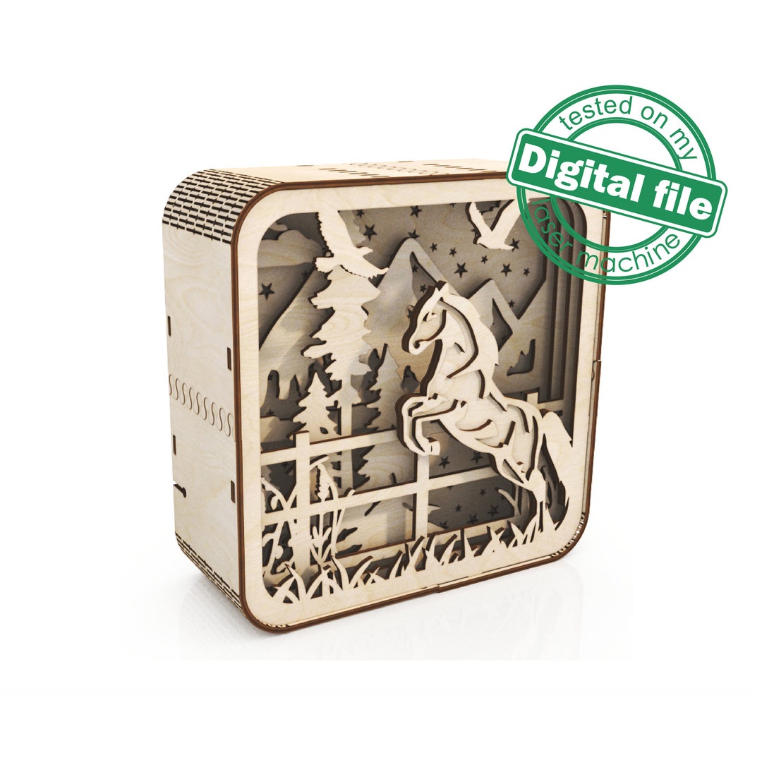 DXF SVG Files for Laser Light Box Horse and Mountains - Etsy