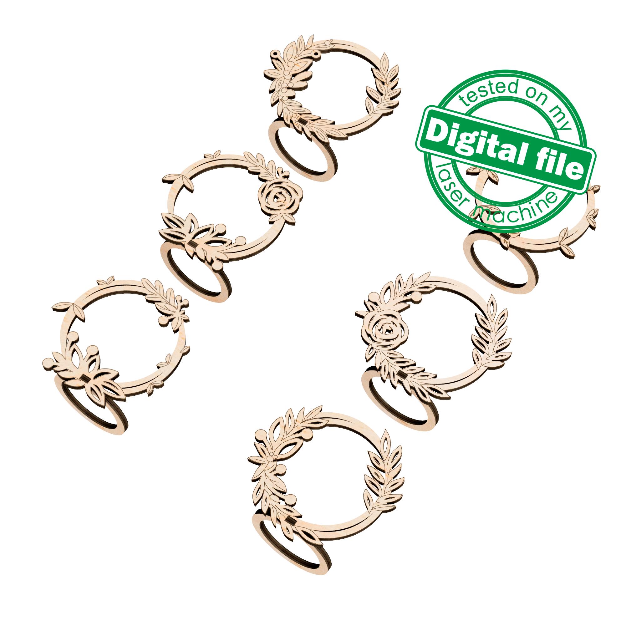 6 Designs Napkin Rings Svg Dxf Pdf Ai Cdr Formats, Laser Cut, Engraving ...