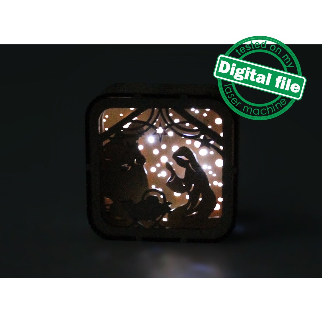 DXF, SVG Files for Laser Tiny Cute Christmas Light Box in the Gift Box ...