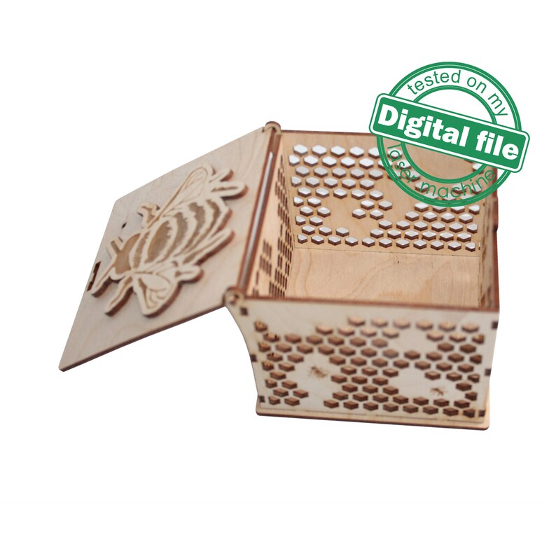 DXF SVG Files for Laser Honey Gift Box Bee Happy Vector - Etsy