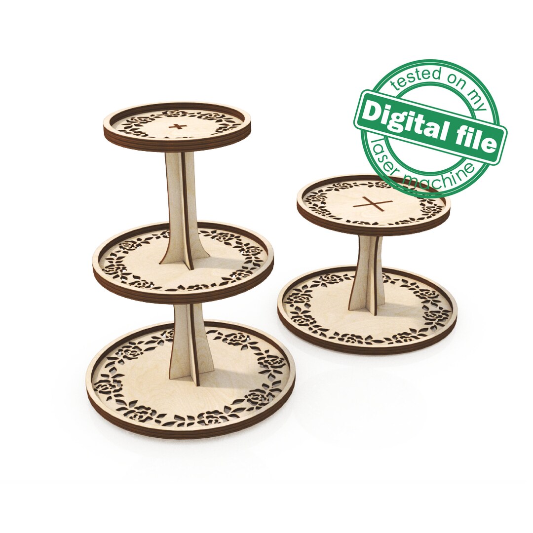 SVG, DXF Laser Cut Files Two Tiered Trays With Roses Lace ...