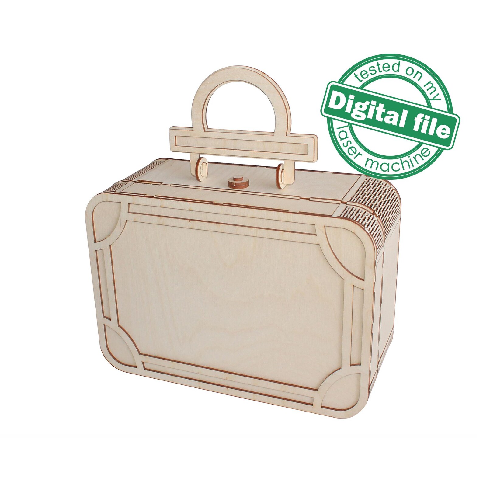 Laser Cut Wooden Suitcase Box Template: Rotating Lock Design (digital ...