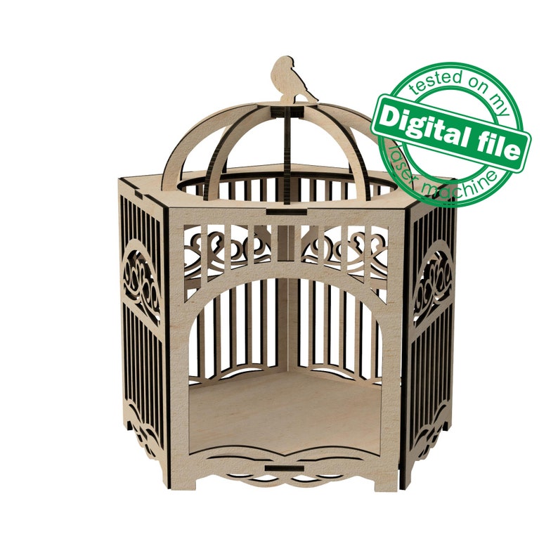 DXF, SVG Files for Laser Decorative French Wooden Bird Cage, Wedding ...