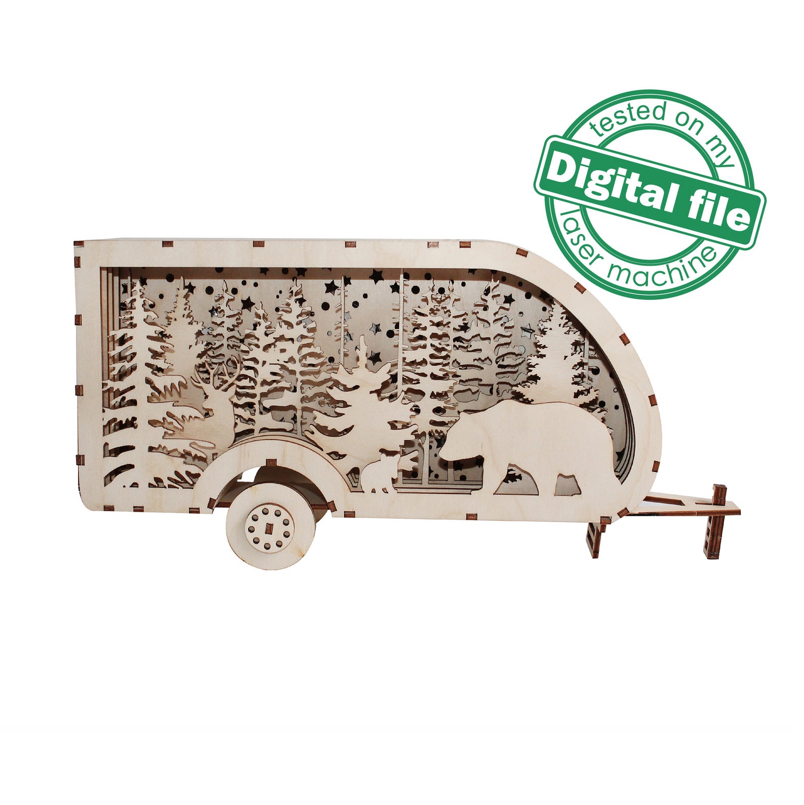 DXF SVG Files for Laser Light Box Travel Trailer Deer Bear - Etsy