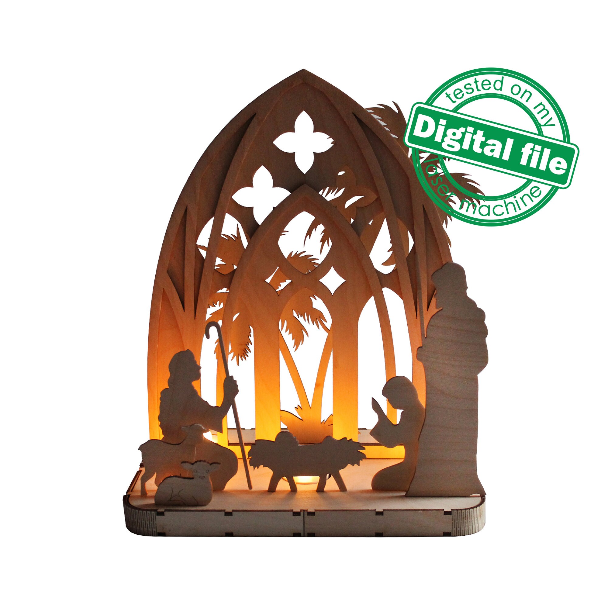 DXF, SVG Files for Laser Nativity Scene Candle Holder, Baby Jesus ...