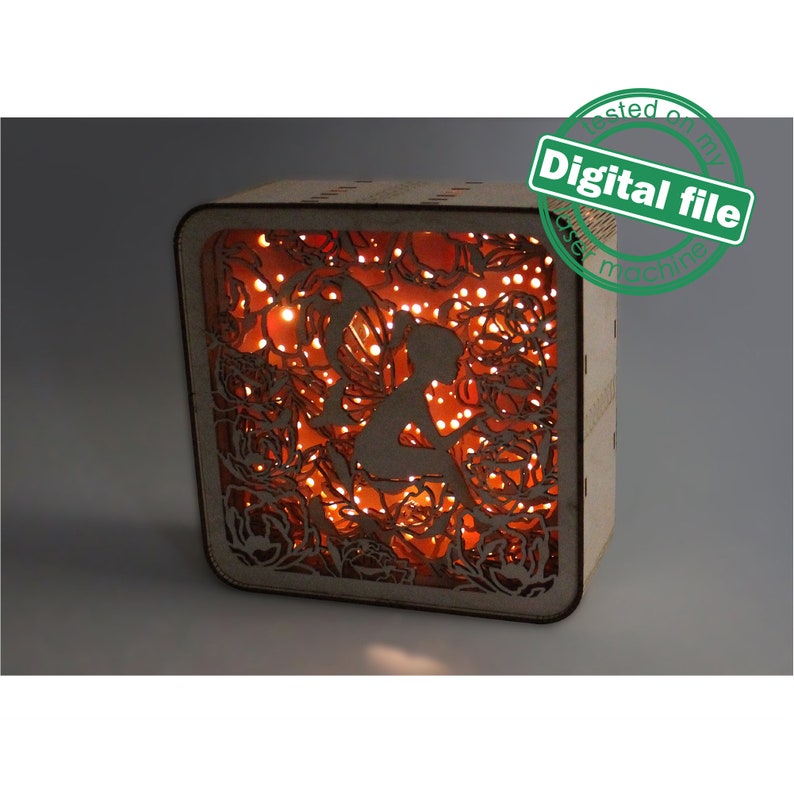 DXF SVG Files for Laser Light Box Girl Sitting on Flower - Etsy