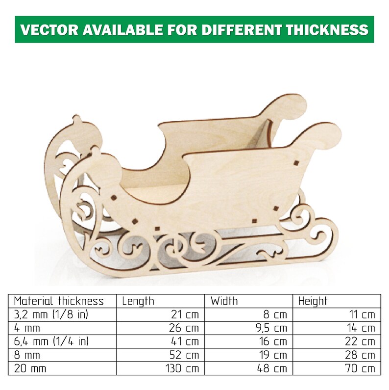 DXF, SVG Files for Laser Sleigh for Decor Inside the House or Outside ...