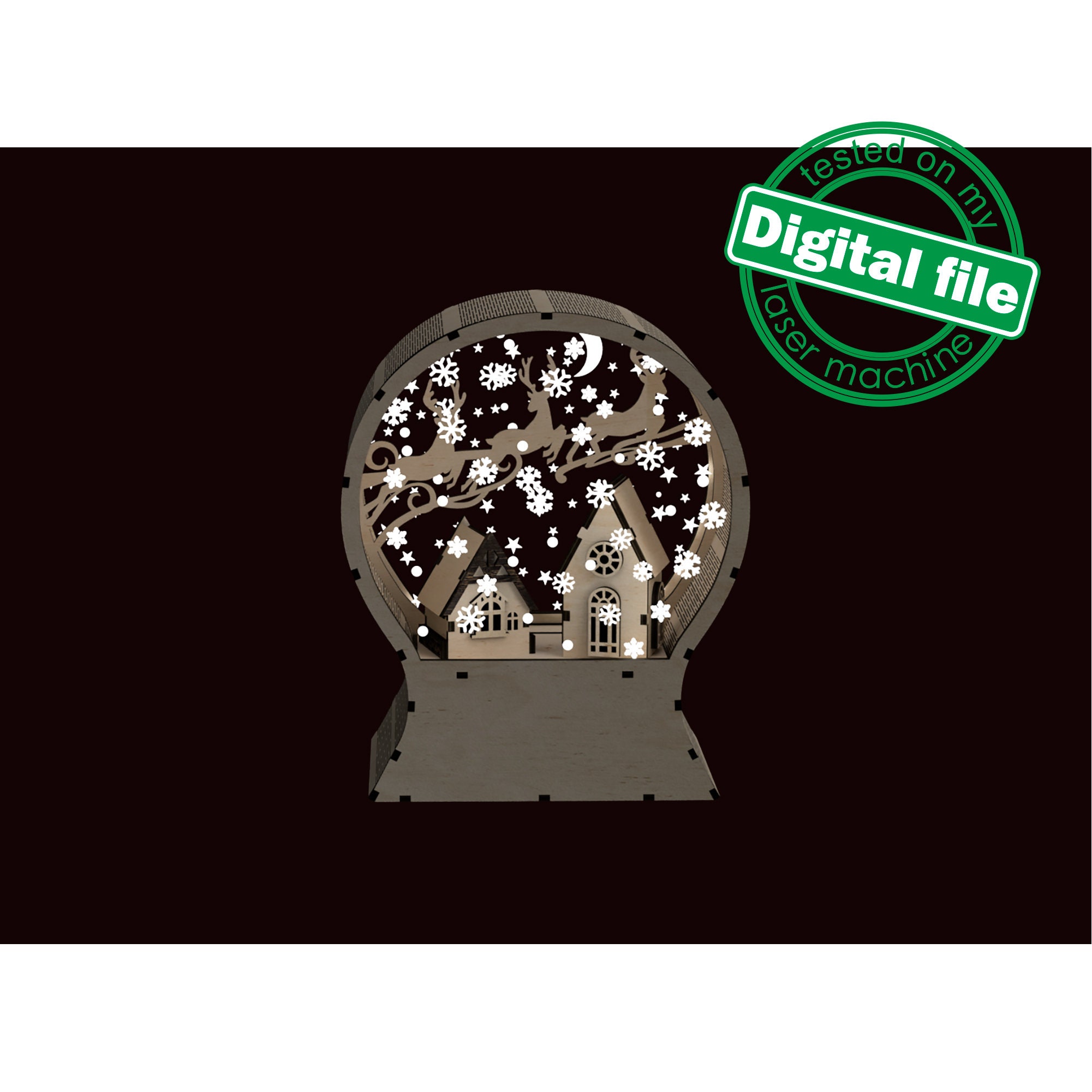 DXF, SVG Files for Laser Light up Snow Globe, Christmas Decor, 3D ...