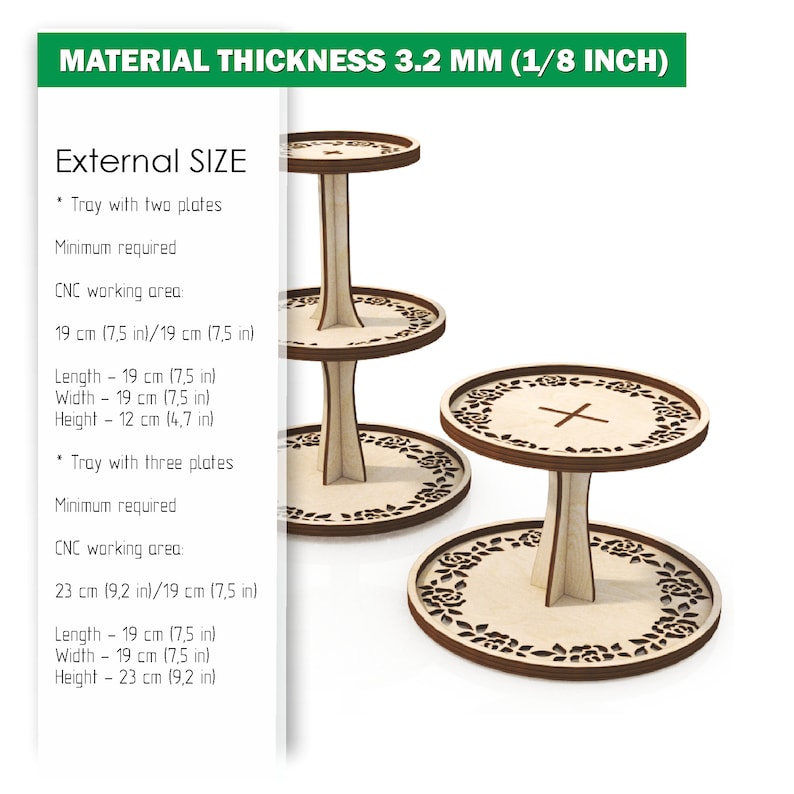 SVG DXF Laser Cut Files Two Tiered Trays With Roses Lace - Etsy