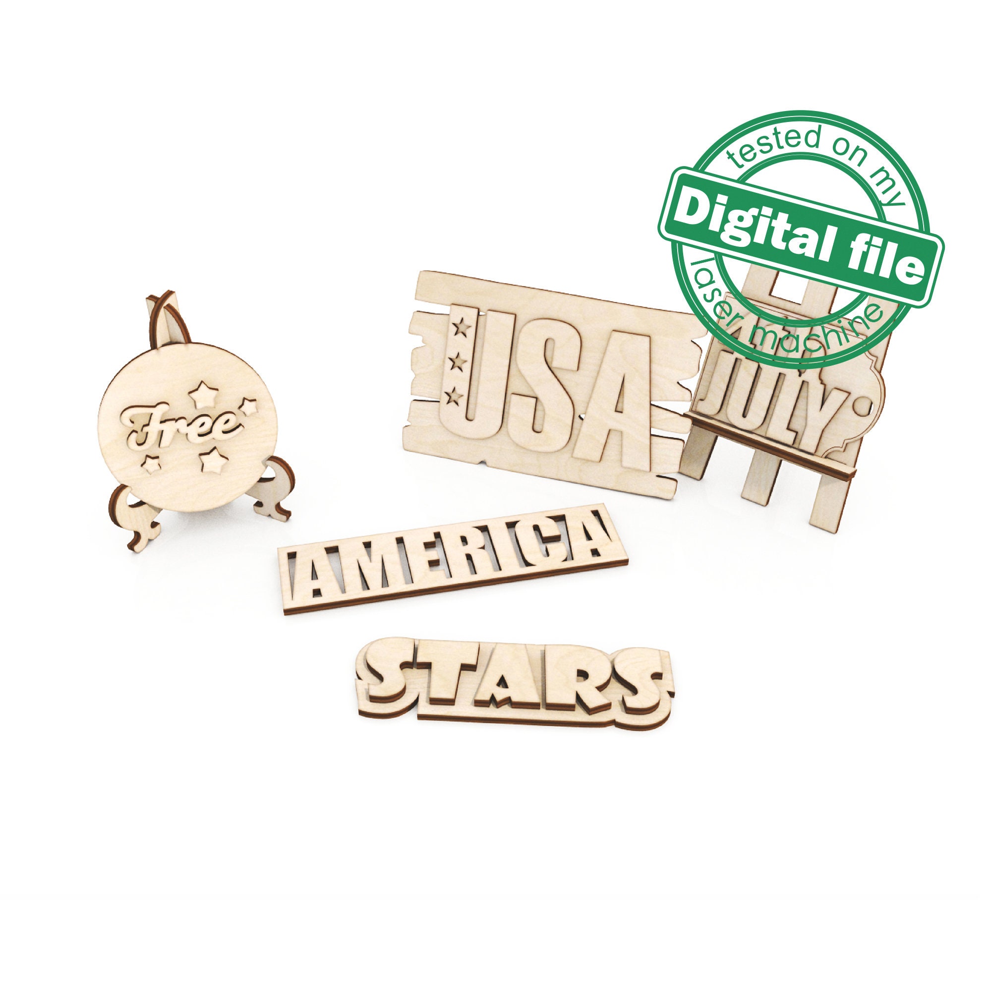 SVG DXF PDF Laser Cut Files Independence Day Tiered Tray - Etsy