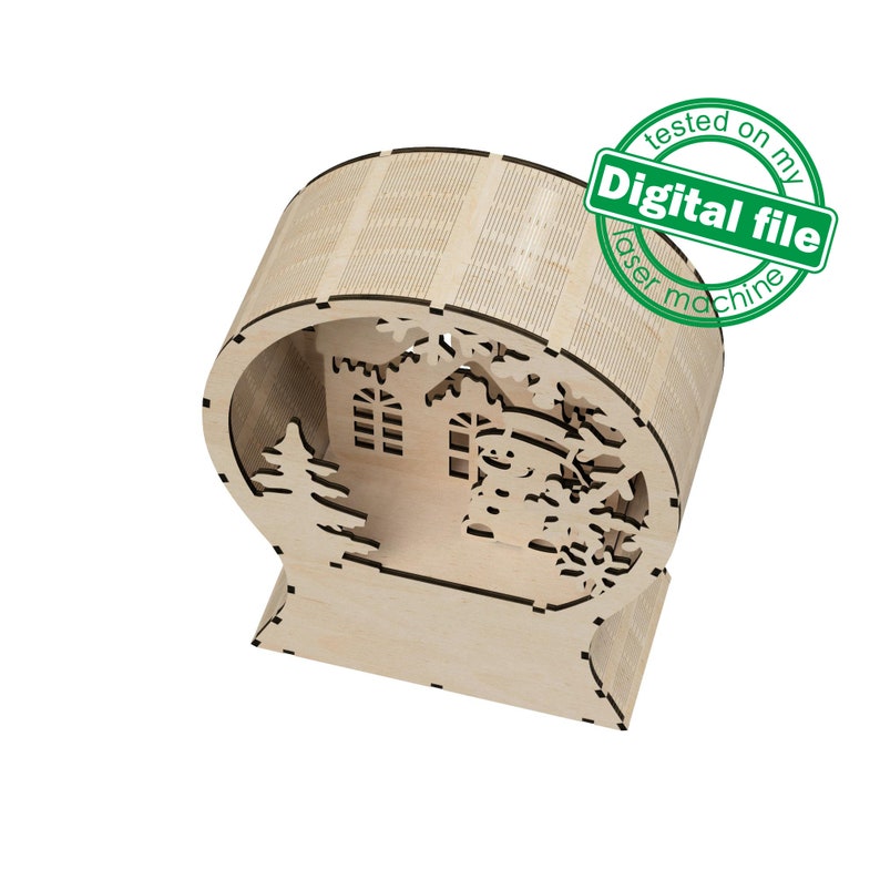 DXF SVG Files for Laser Wooden Snow Globe Old Village Winter - Etsy