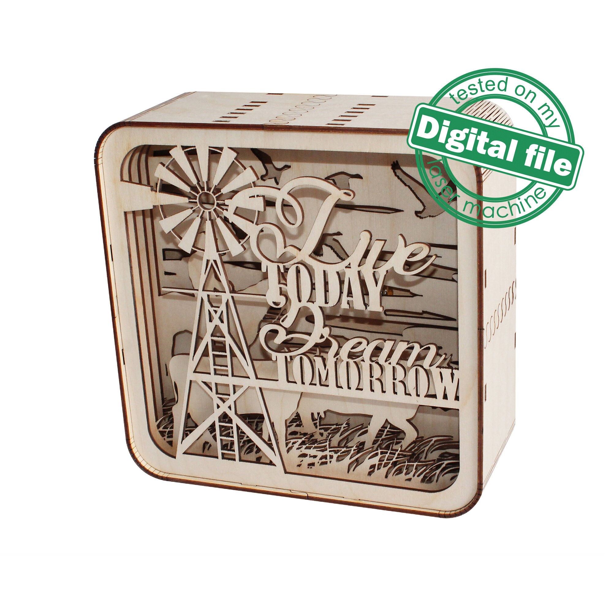 Laser Cut Light Box SVG DXF: Live Today Dream Tomorrow (digital ...