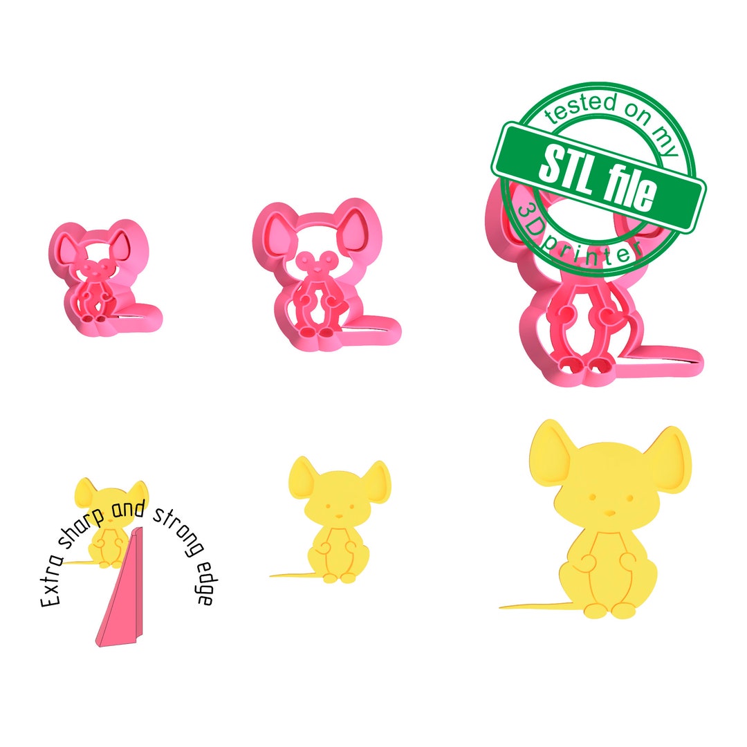 Mouse, Cute Pets Collection, 3 Sizes, Digital STL File for 3D Printing ...