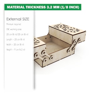 DXF, SVG Files for Laser Box With Sliding Drawers, Opening Carved Cover ...