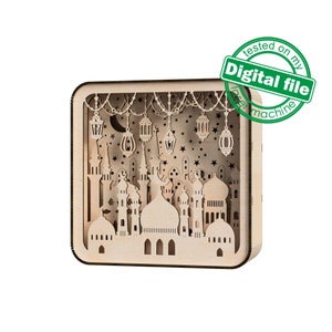DIY Islamic Lightbox, Ramadan Shadow Box, Two Different Sizes DXF, SVG ...