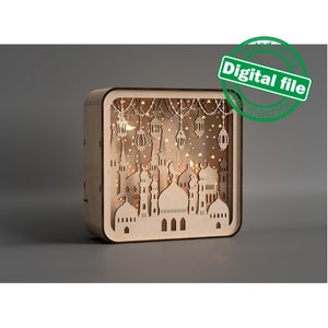 DIY Islamic Lightbox, Ramadan Shadow Box, Two Different Sizes DXF, SVG ...