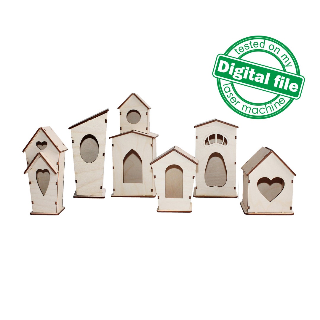DXF, SVG Files for Laser Big Bundle of 6 Birdhouses, Spring Easter ...