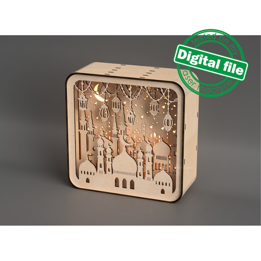 DIY Islamic Lightbox, Ramadan Shadow Box, Two Different Sizes DXF, SVG ...