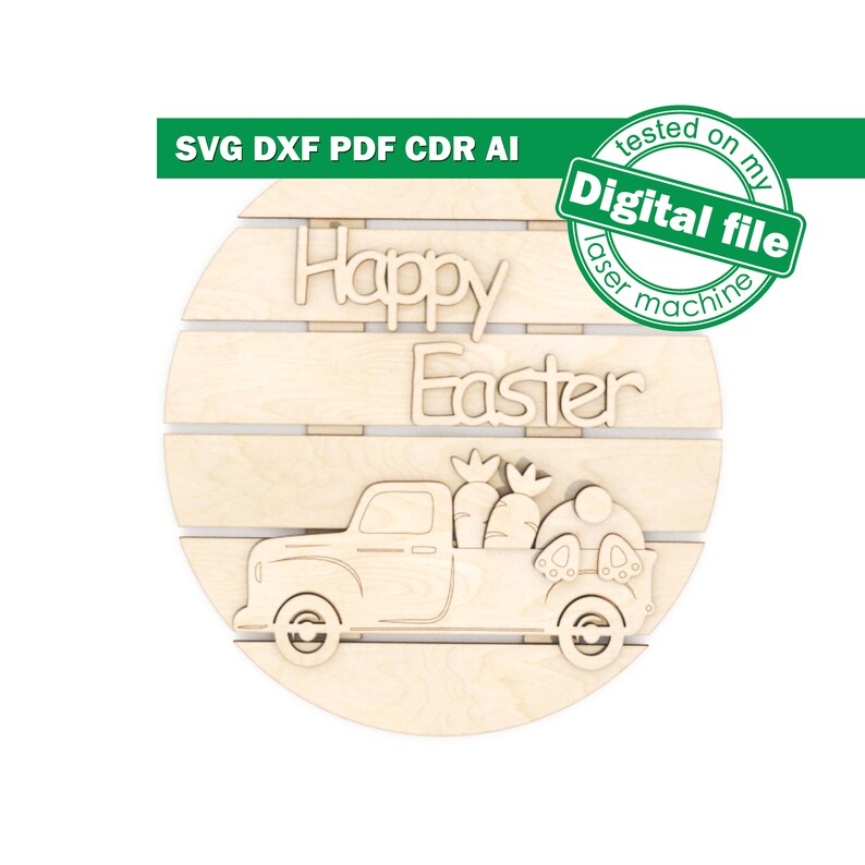 DXF SVG Files for Laser Easter Door Hanger Happy Easter | Etsy