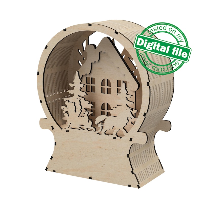 DXF SVG Files for Laser Wooden Snow Globe Old Village Winter - Etsy