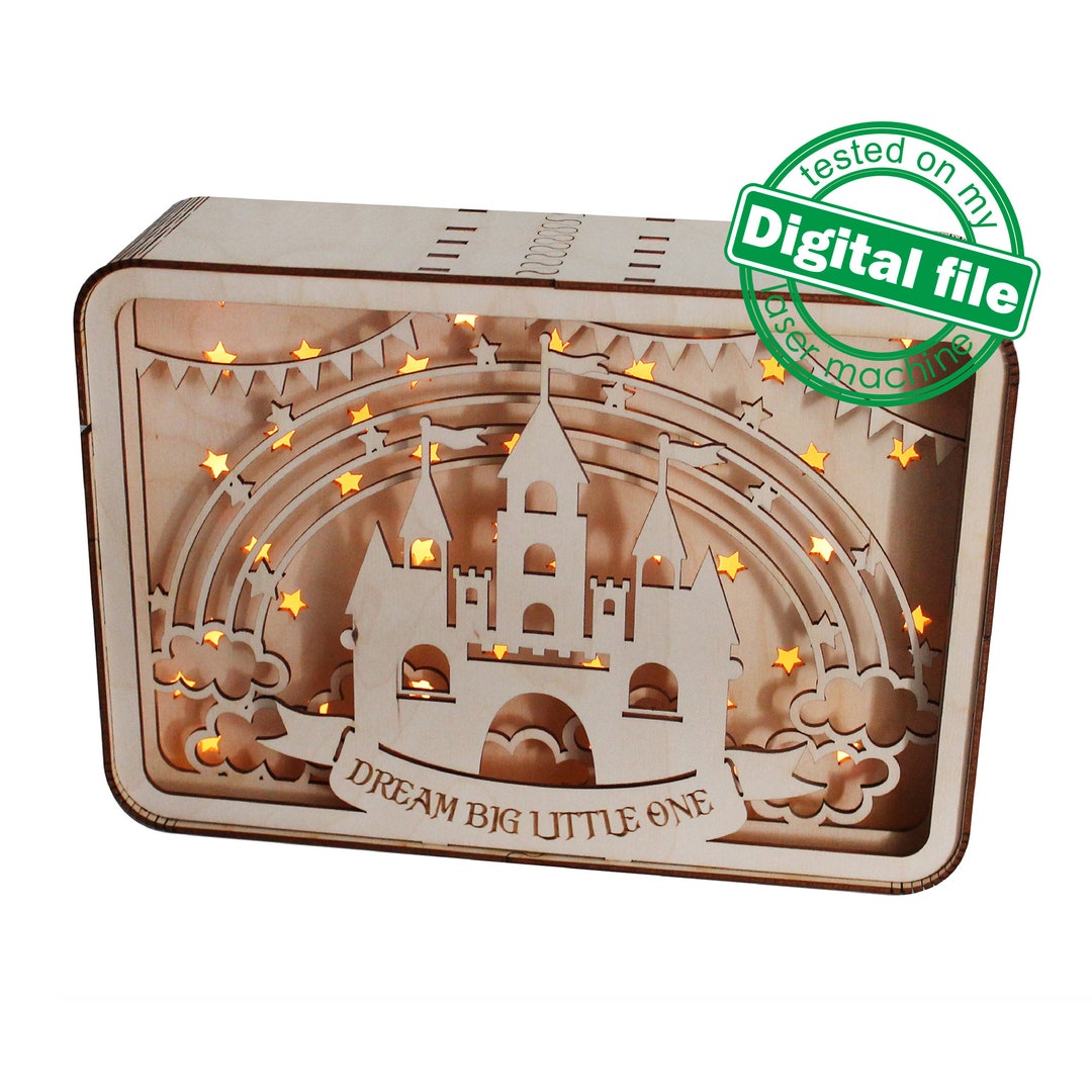 DXF, SVG Files for Laser Light Box Dream Big Little One, Baby Shower ...