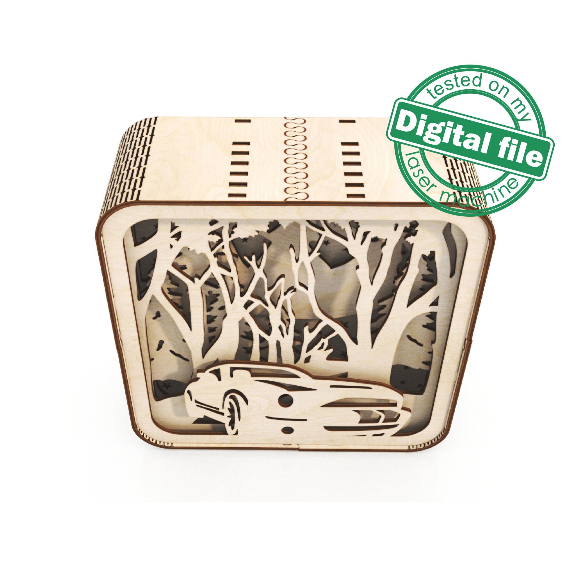 DXF SVG Files for Laser Light Box Car in Winter Forest - Etsy