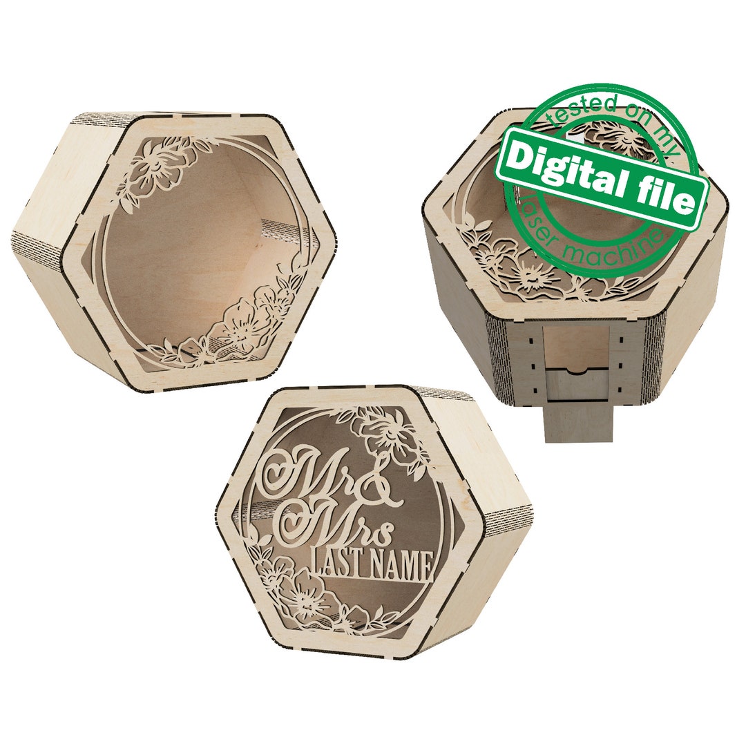 DXF, SVG Files for Laser Wedding Card Box, Money Box, Glowforge ...