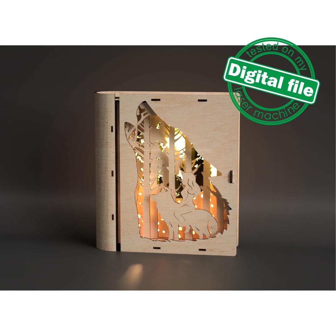 DXF, SVG Files for Laser Shadow, Light Box Book,girl Sitting on a Wolf ...