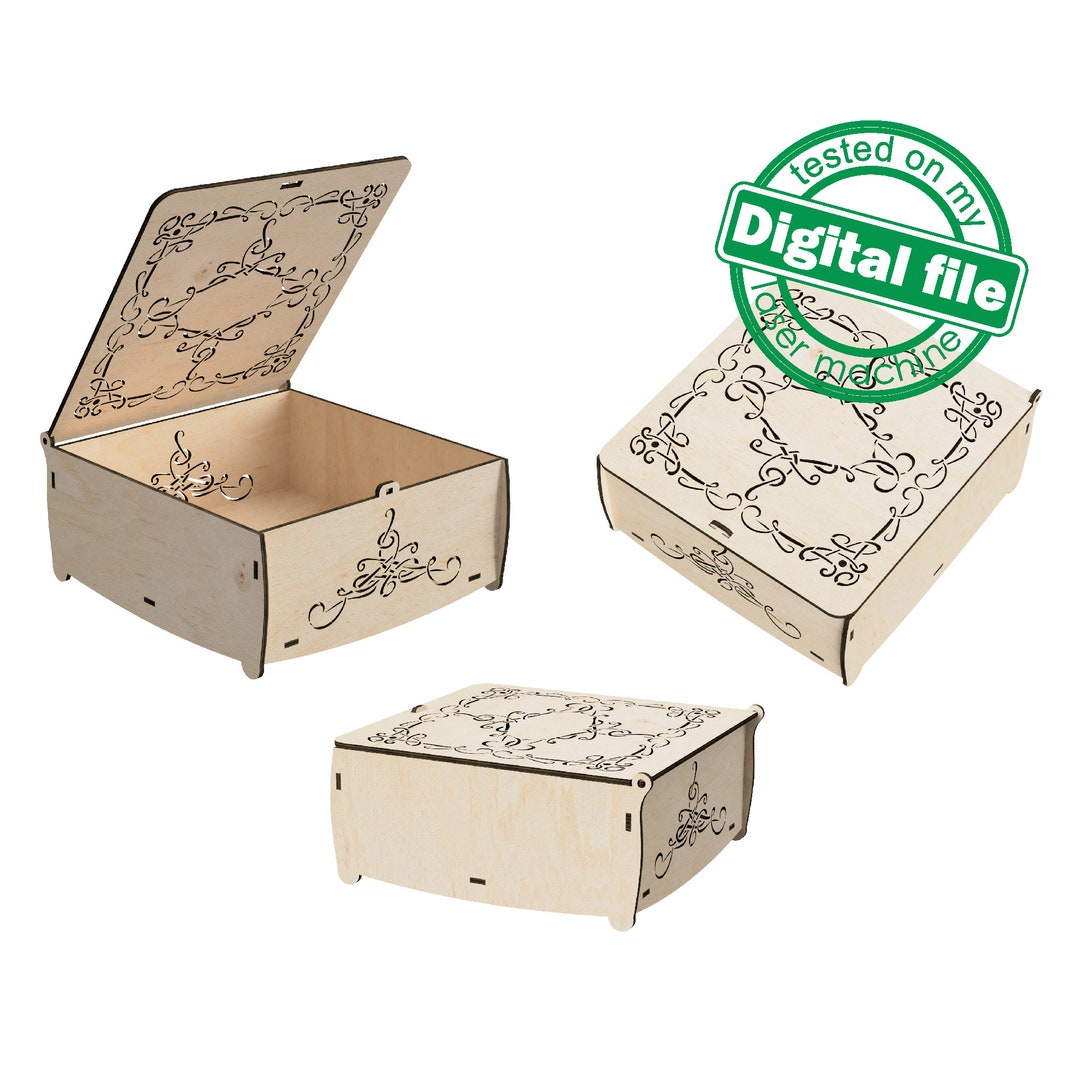 DXF, SVG Files for Laser Openwork Carved Box With Opening Cover, Mother ...