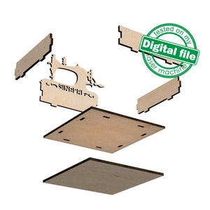 DXF, SVG Files for Laser Craft Box Sewing Machine, Vintage Sewing Box ...