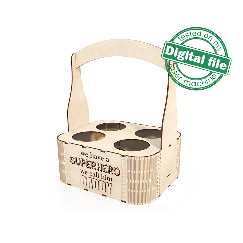 DXF SVG Files for Laser Beer Holder Box Superhero Daddy - Etsy