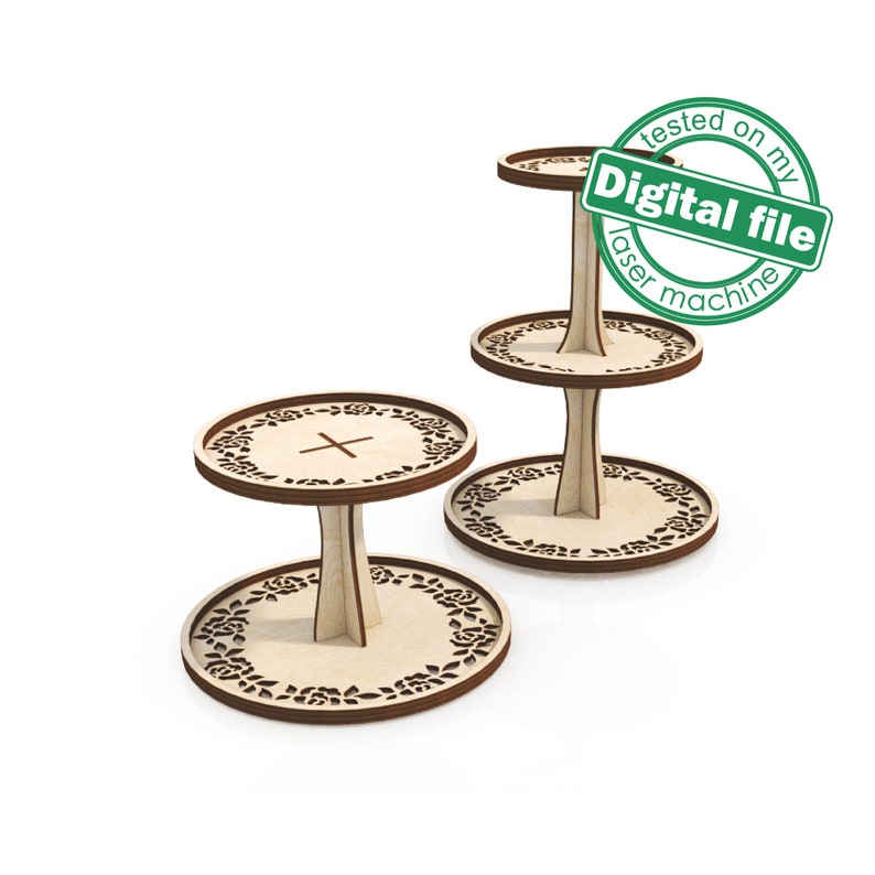 SVG DXF Laser Cut Files Two Tiered Trays With Roses Lace - Etsy