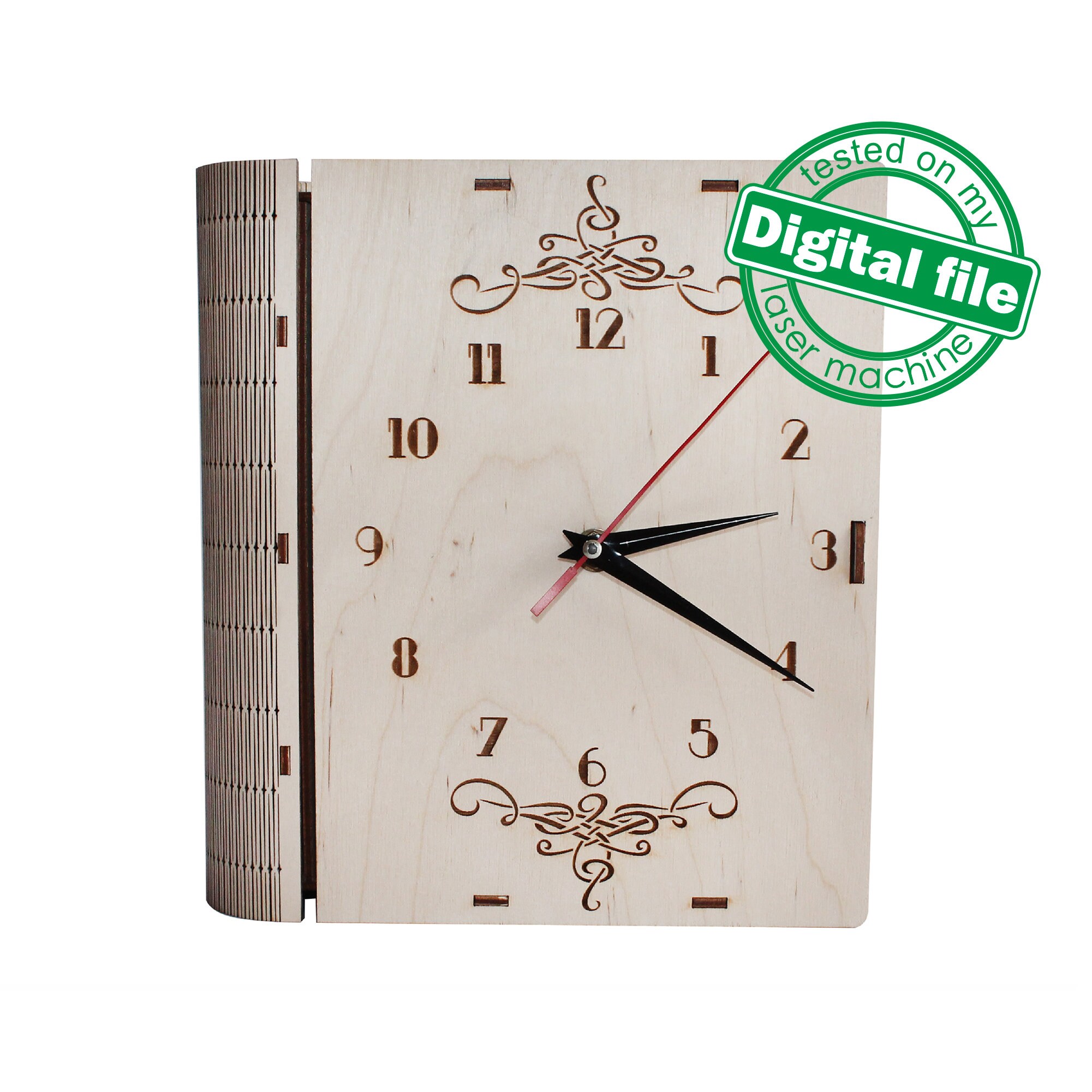 DXF, SVG Files for Laser Unique Modern Book Clock, Flexible Plywood ...