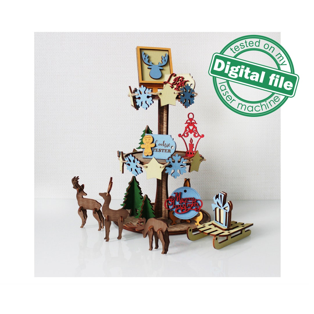 SVG, DXF Laser Cut Files Christmas Tiered Tray Decor, Mega Bundle Sign ...