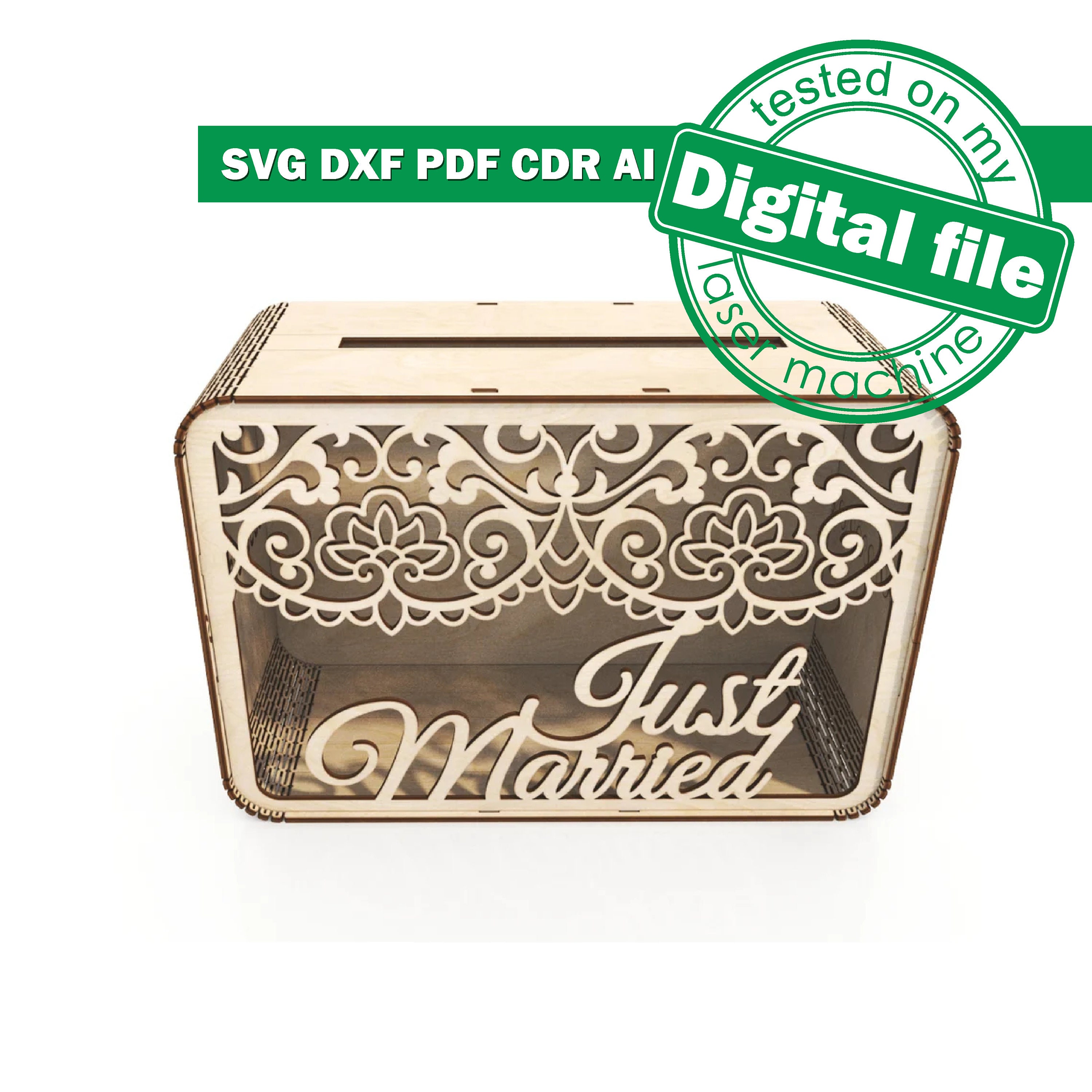DXF SVG Files for Laser Wedding Card Box Money Box Vector | Etsy Australia