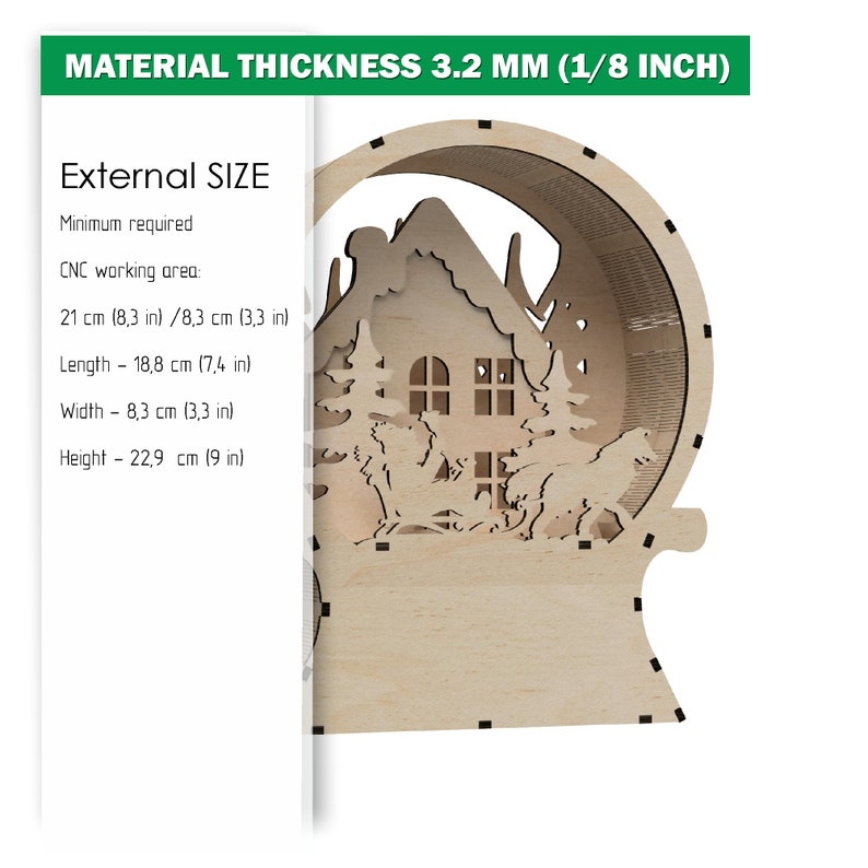 DXF SVG Files for Laser Wooden Snow Globe Old Village Winter - Etsy