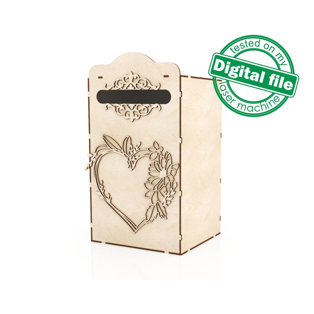 DXF, SVG Files for Laser Wedding Card Box, Money Box, Glowforge ...