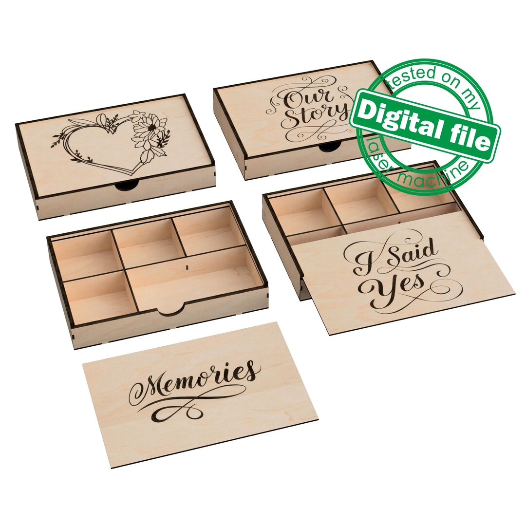 Laser Cut Box SVG DXF: Sliding Lid Keepsake Box (digital Download) - Etsy