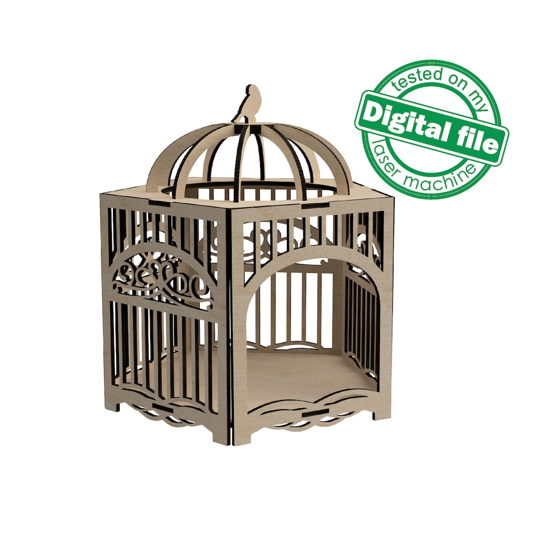 DXF, SVG Files for Laser Decorative French Wooden Bird Cage, Wedding ...
