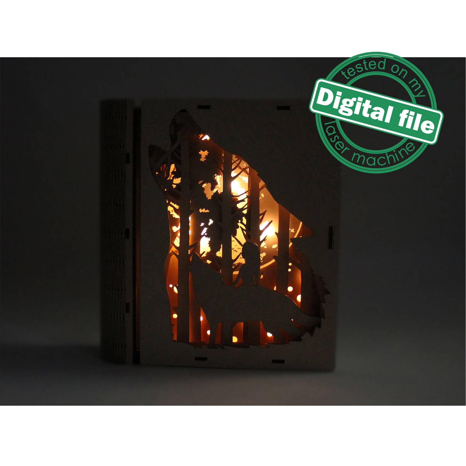 DXF SVG Files for Laser Light Box Book Wolf and Girl in the - Etsy