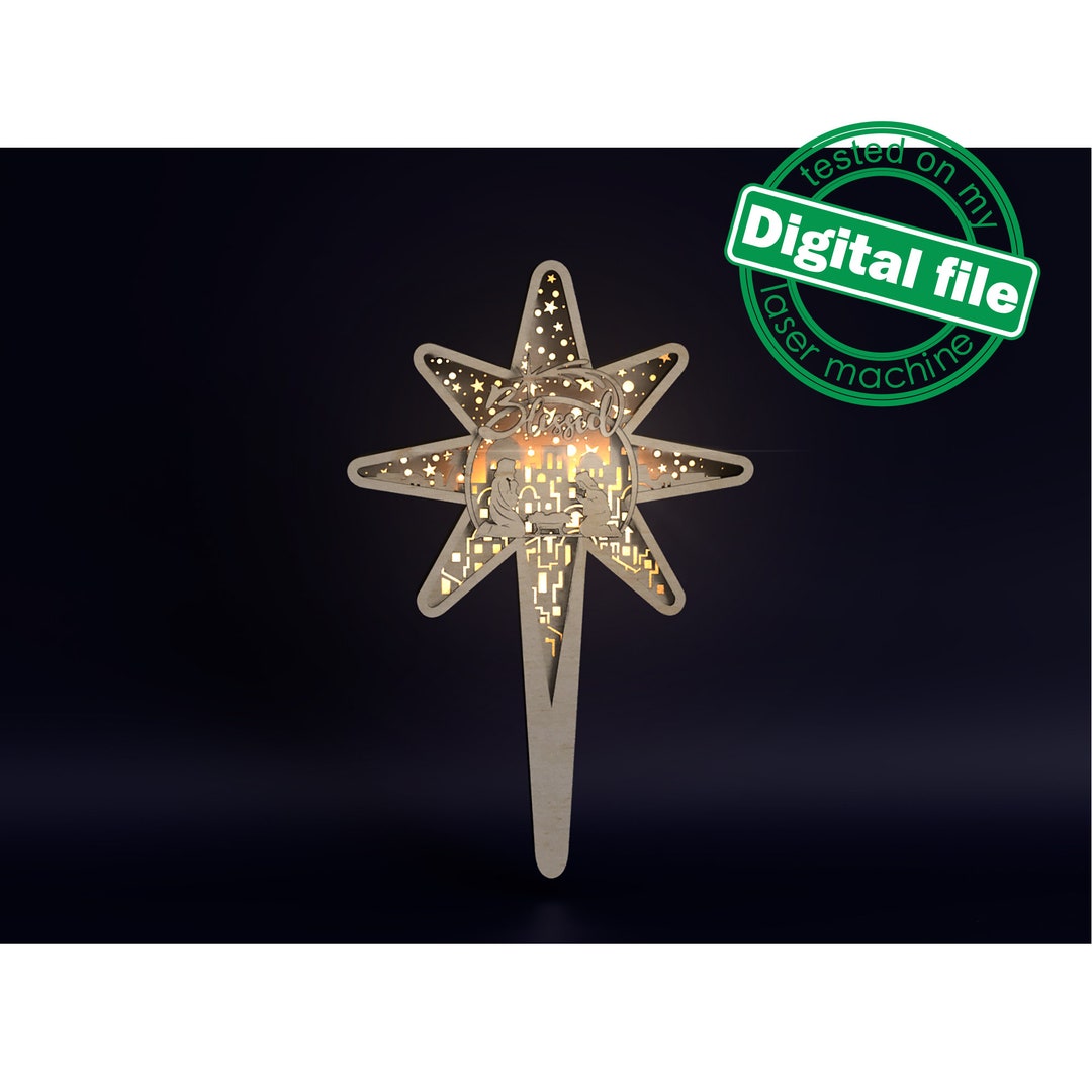 DXF, SVG Files Bethlehem Star, Blessed, Baby Jesus, Nativity Scene ...